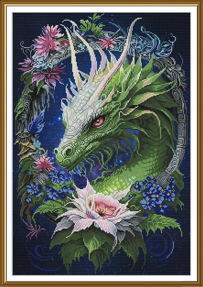 NOVA SLOBODA Flower dragon | KŘÍŽKOVÁ VÝŠIVKA CROSS-STITCH-IMRE